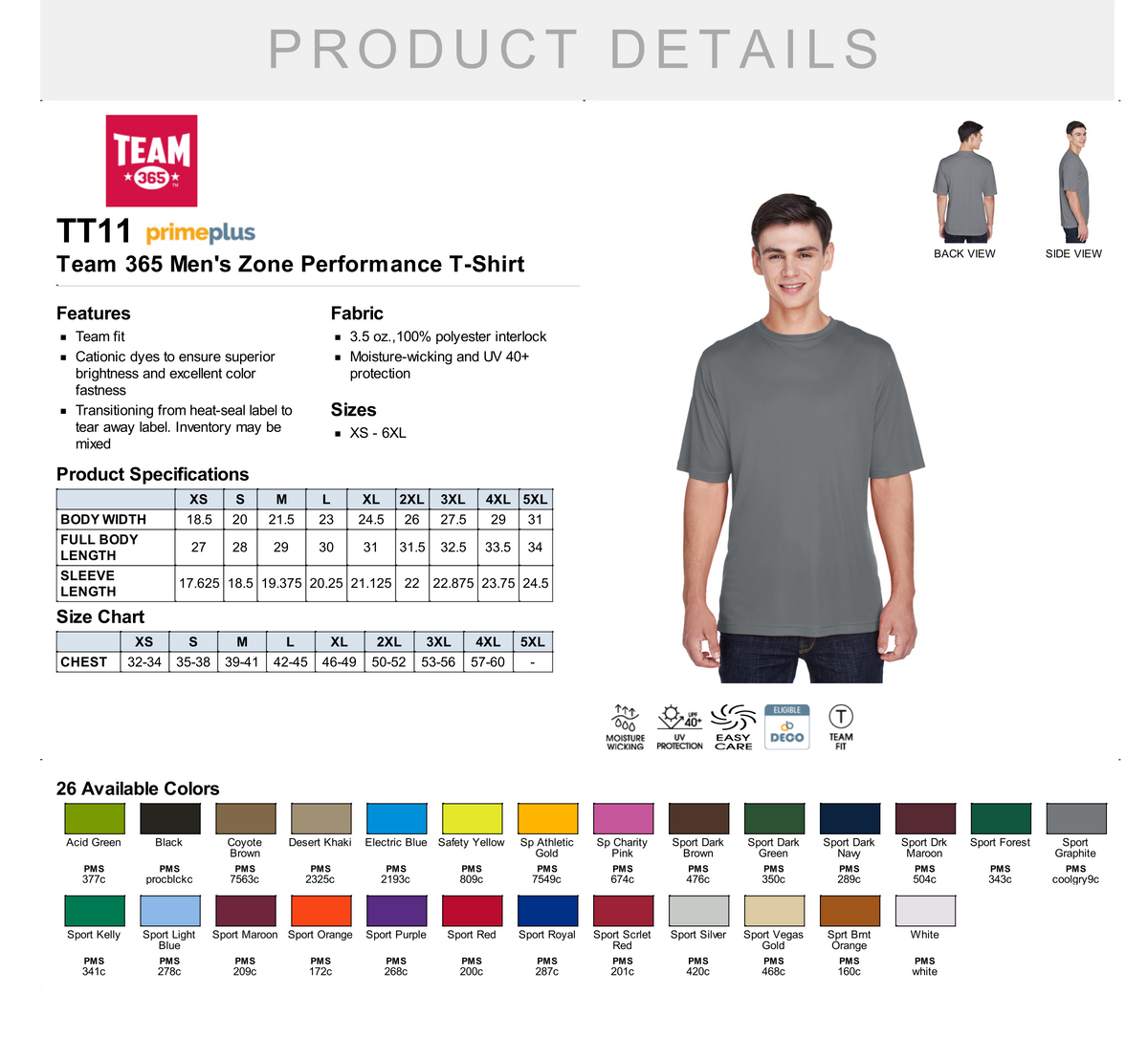 Women's 600 - Team 365 Men's Zone Performance T-Shirt ...